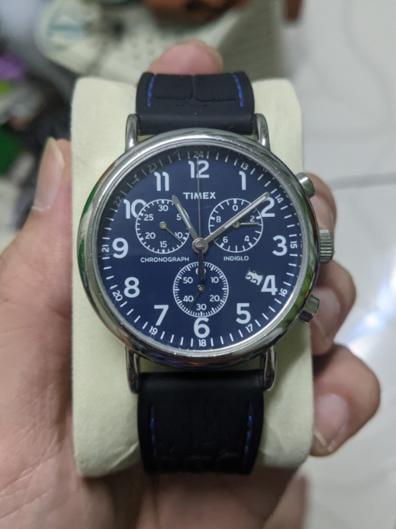 Timex Chronograph Weekender 40mm Blue Dial, Men's Fashion, Watches ...