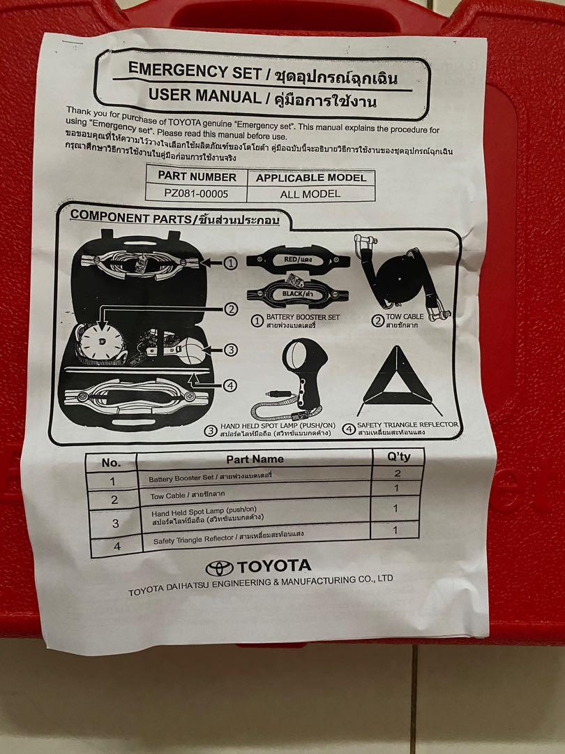 Toyota Emergency Kit, Car Parts & Accessories, Other Automotive Parts ...