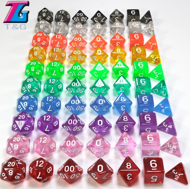 Transparent Dice Set for DnD, Hobbies & Toys, Toys & Games on Carousell