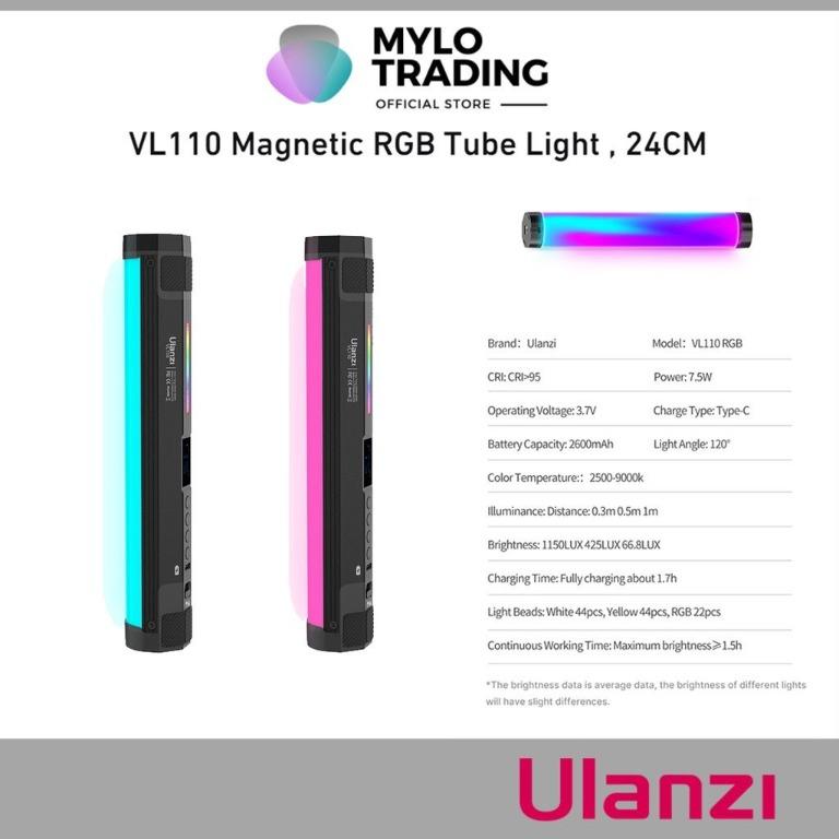 ULANZI VL110 Magnetic RGB Tube Light , 24CM, Photography, Photography Accessories, Lighting ...