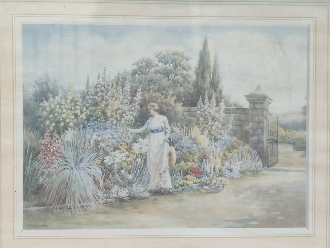 Wall Frame Lady In The Garden by William Ashburner, Furniture & Home ...