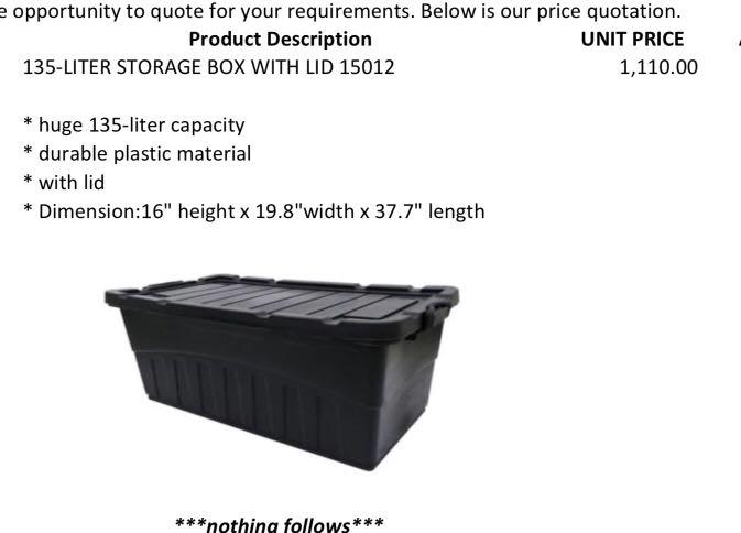 135 LITER STORAGE BOX, Furniture & Home Living, Home Improvement ...