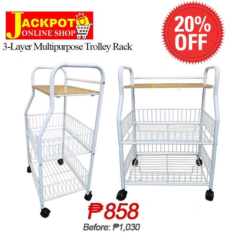 3-Layer Multipurpose Trolley Rack, Furniture & Home Living, Furniture ...