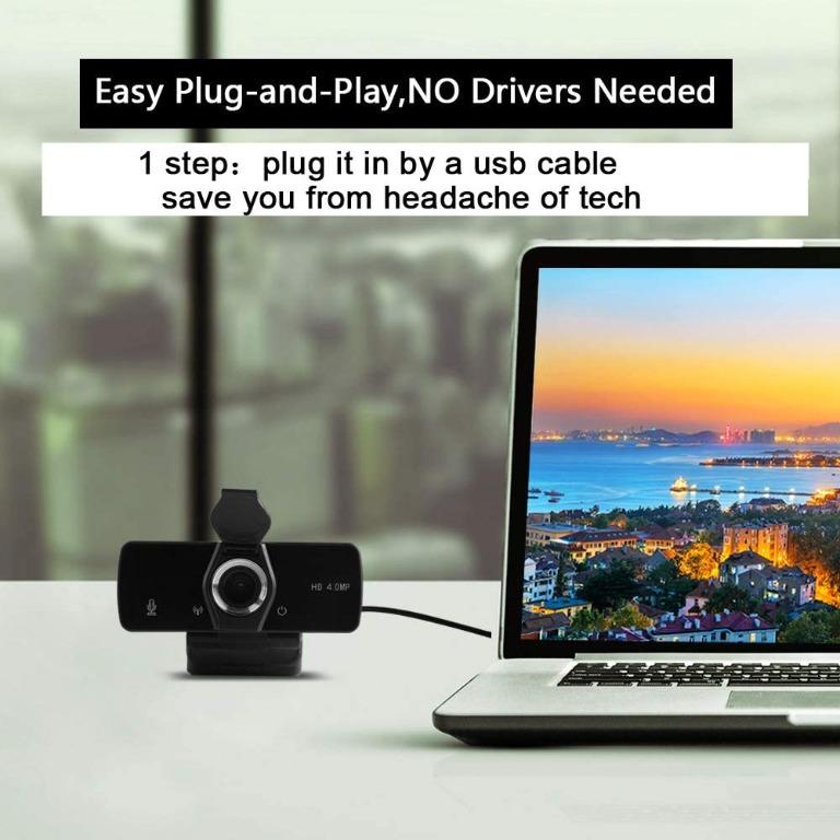 81.M HD Webcam 2K/4MP/1440P (With Privacy Shutter), USB Plug And Play ...