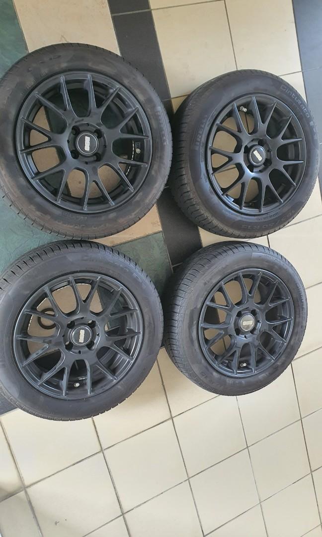 BBS Rims 15" with tyre, Car Accessories, Tyres & Rims on Carousell