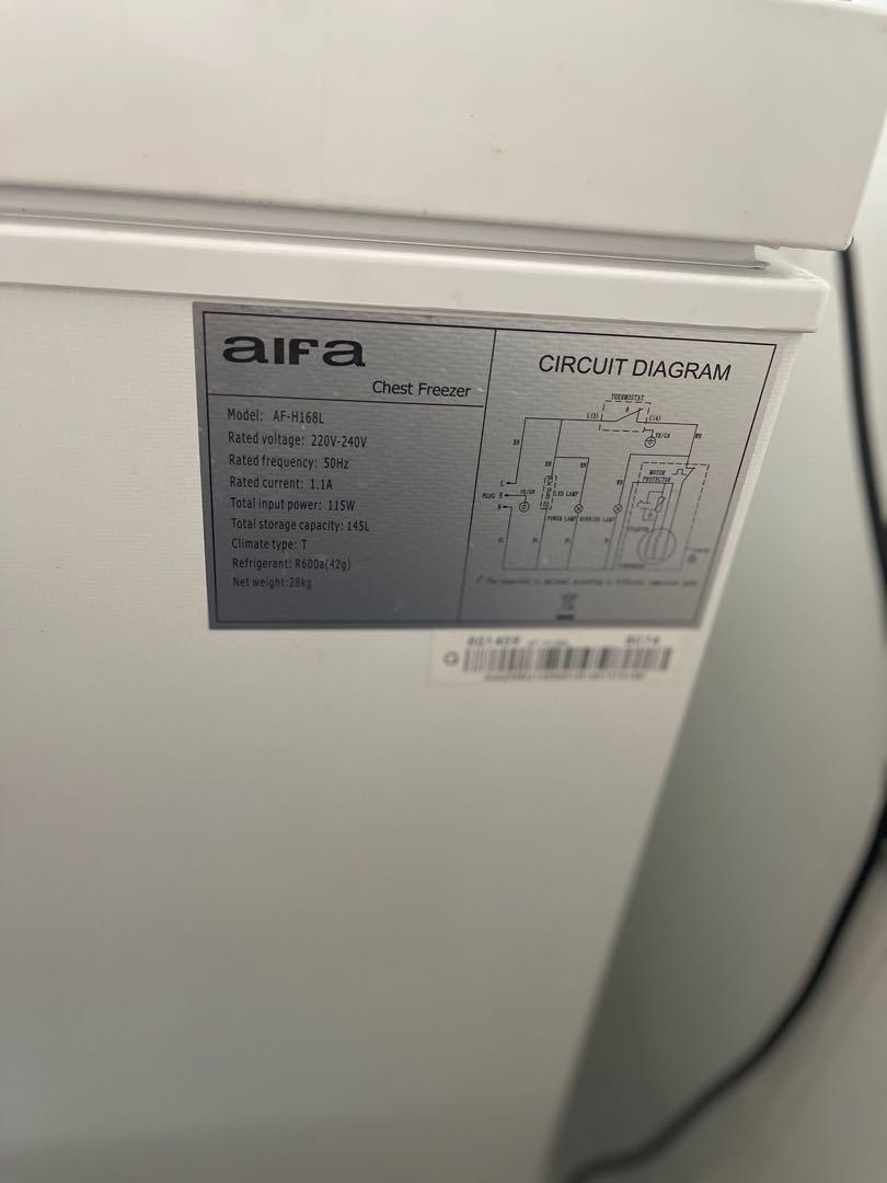 Chest Freezer 2.5ft, 145L, Brand : Aifa, TV & Home Appliances, Kitchen ...