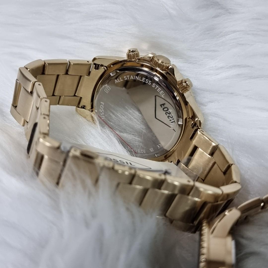 Fossil BQ2643SET His and Her Multifunction Gold-Tone Stainless Steel ...