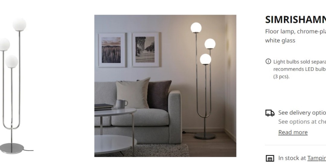 IKEA SIMRISHAMN floor lamp, Furniture & Home Living, Lighting & Fans ...