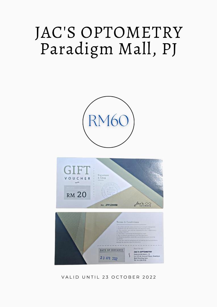 Jac's Optometry Cash Voucher, Tickets & Vouchers, Store Credits on ...