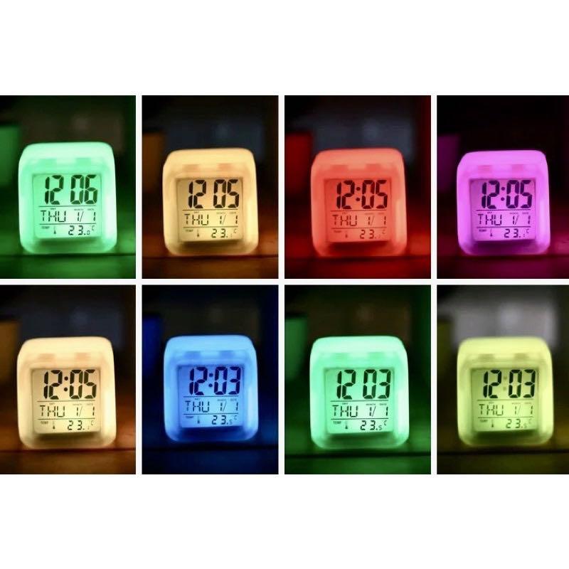 LED Rainbow Colourful Digital Alarm Clock, Everything Else on Carousell