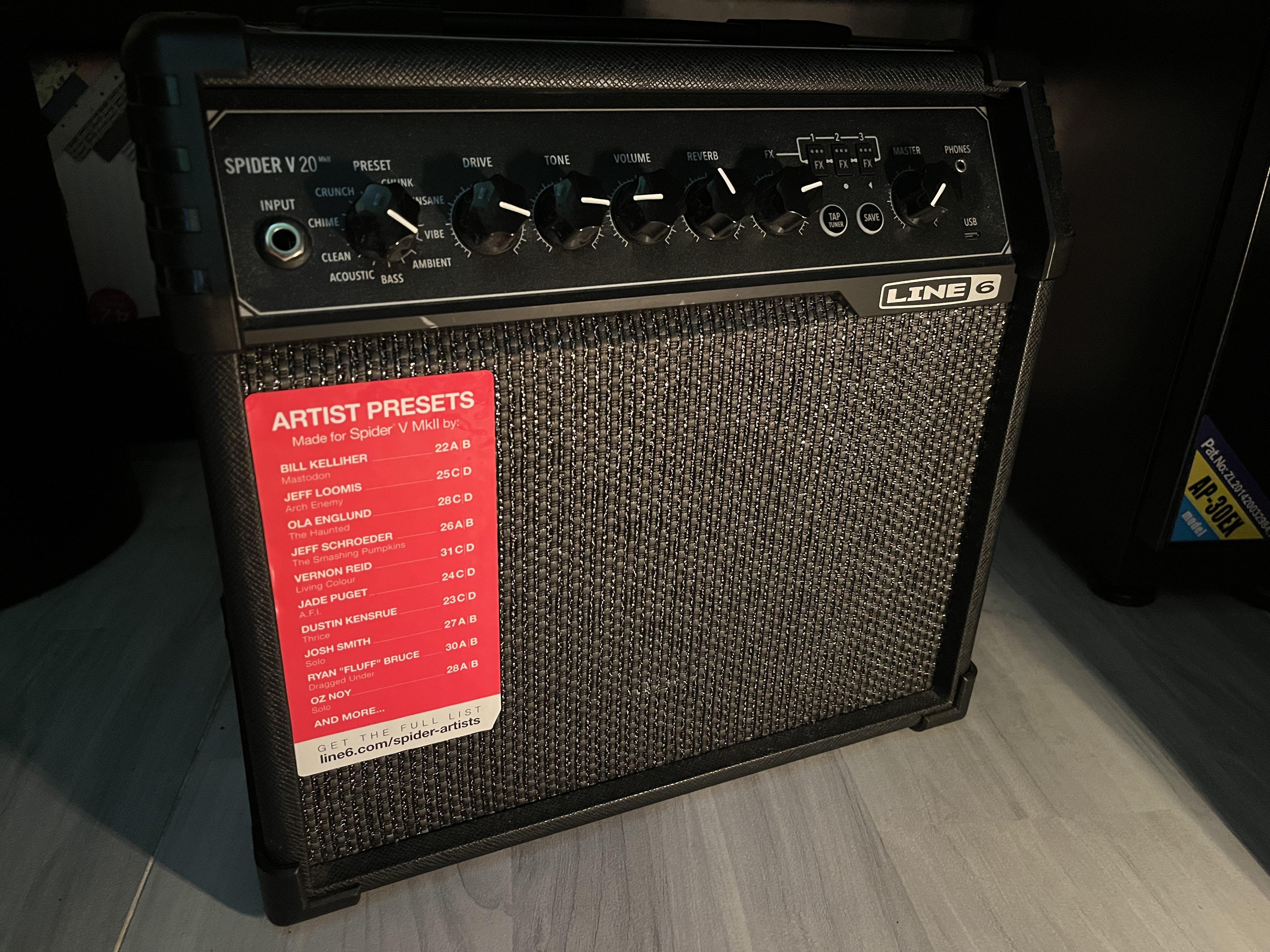 Line 6 Spider V20 MkII 20-watt guitar amp 結他擴音器/音箱, 興趣及遊戲, 音樂樂器 & 配件 ...