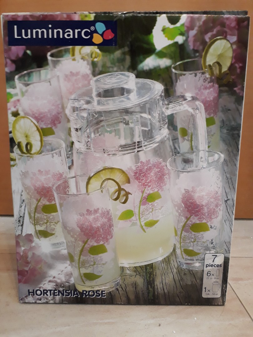 Finely Made Beautiful Luminarc Pitcher & Glass Set, Furniture & Home ...