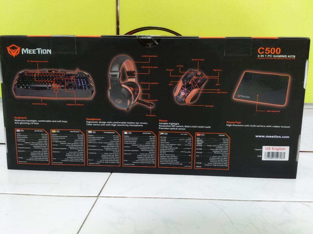 Meetion C500 4 IN 1 PC Gaming Keyboard and Mouse and Headset Bundle ...