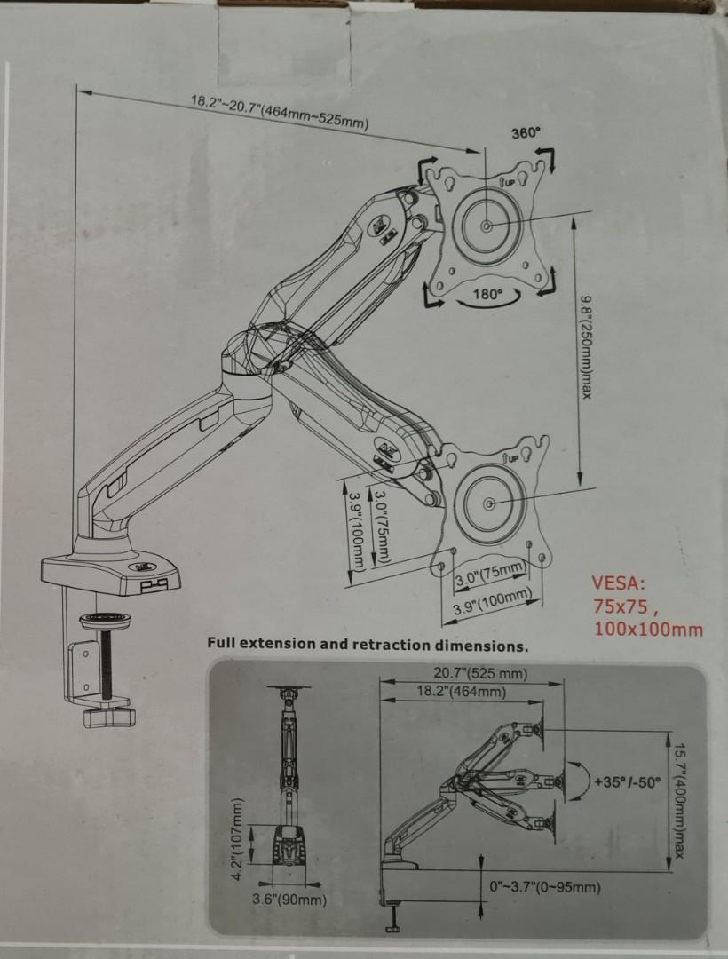 Monitor arm: North Bayou (NB) F80 Single-arm Gas-strut Flexi Mount ...