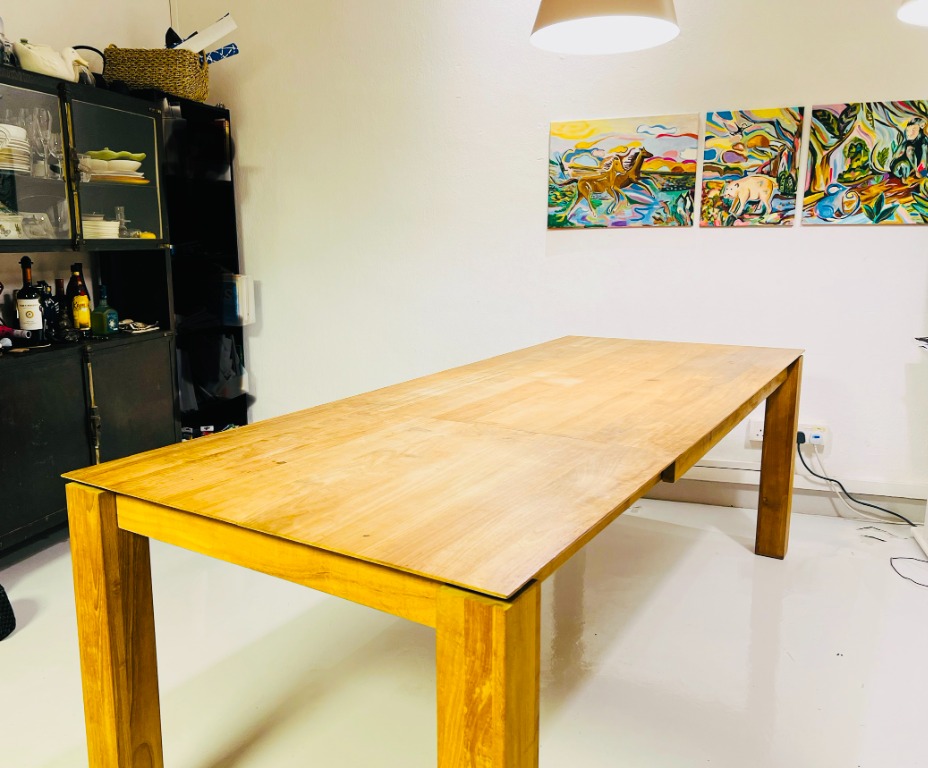 Originals retractable solid oak dining table for 6-12 people, Furniture ...