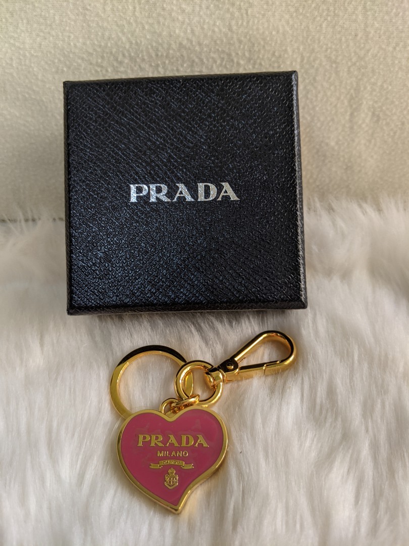 Prada Pink Logo Heart Keychain, Luxury, Accessories on Carousell