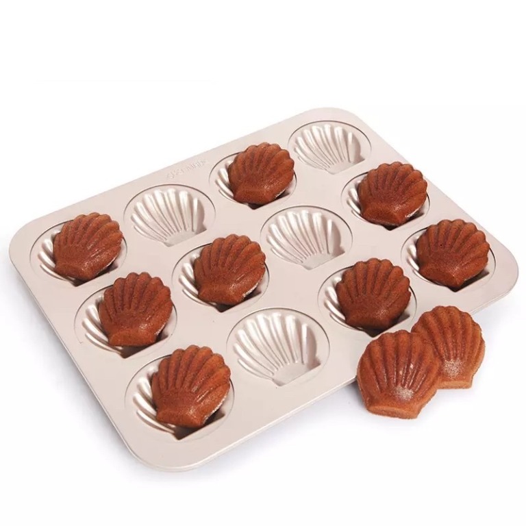 [Ready Stock] Carbon Steel Round Shell Madeleine Mold, 12-Cavity Non ...