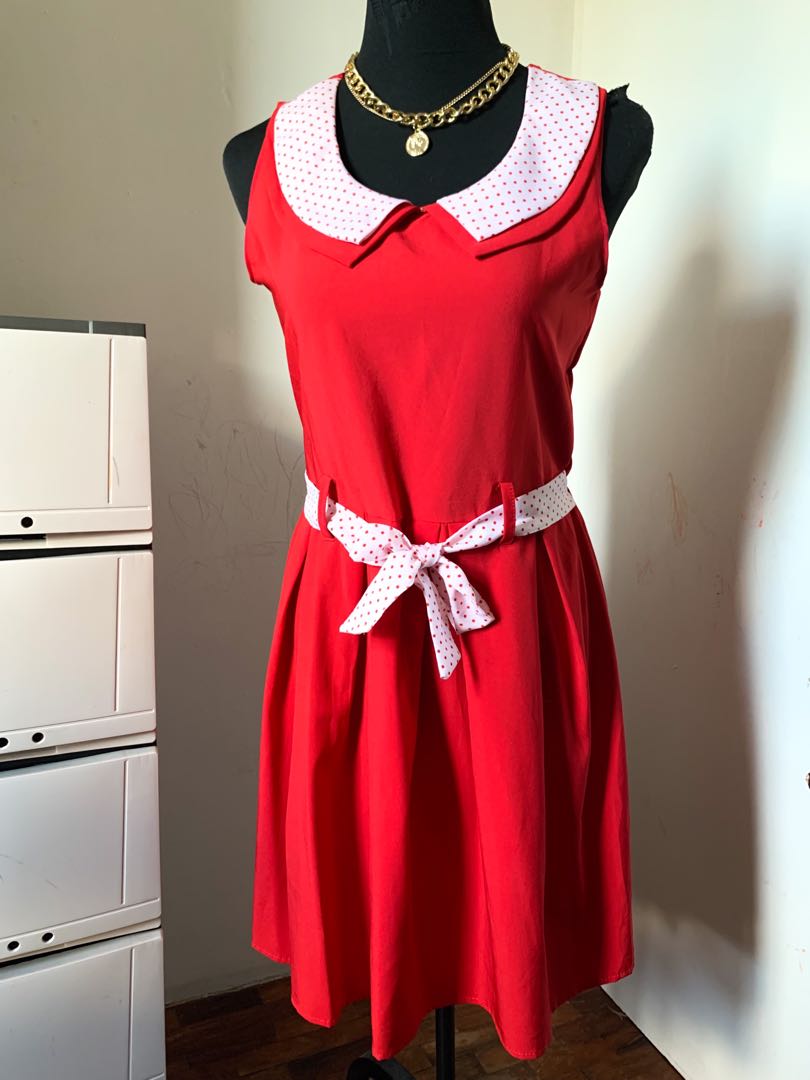 Red Ribbon Dress large, Women's Fashion, Dresses & Sets, Dresses on ...