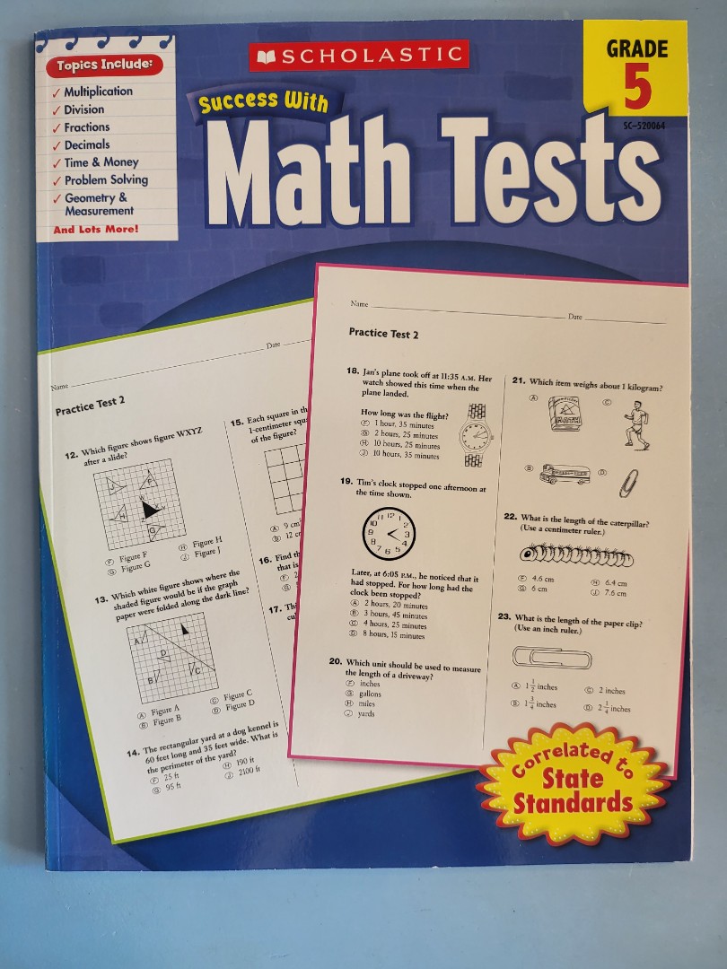 Scholastic Success With Math Tests Grade 5, 興趣及遊戲, 書本 & 文具, 教科書 - Carousell