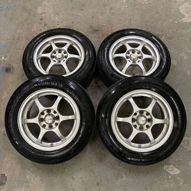 SSR 14 inch sports rim Myvi tyre 80%, Auto Accessories on Carousell