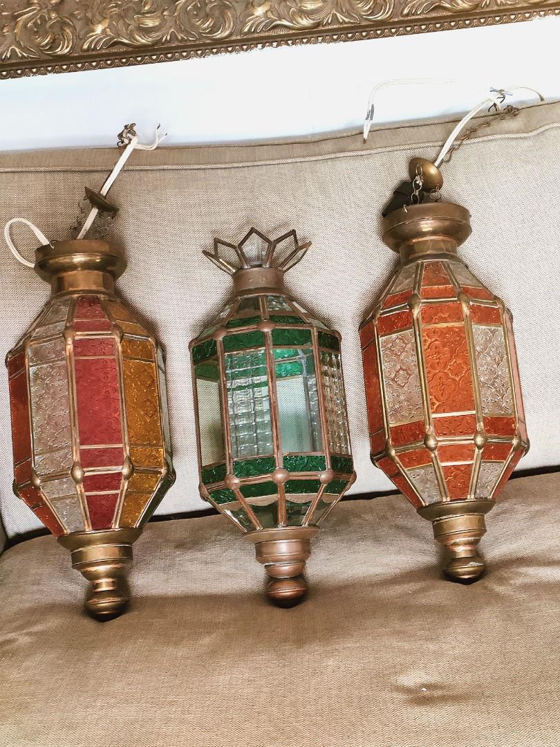 Vintage peranakan stained glass brass, Furniture & Home Living ...