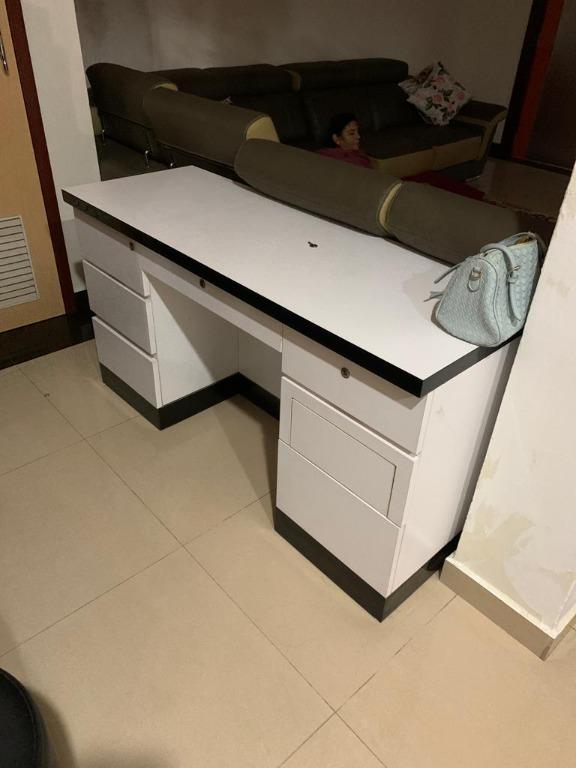 White Long Office Table, Furniture & Home Living, Furniture, Tables ...