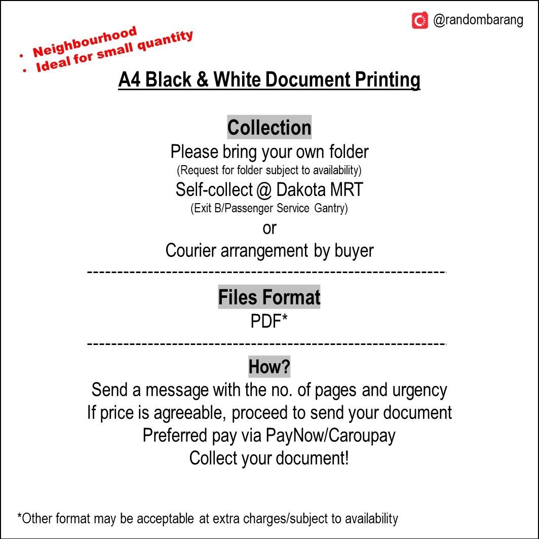A4 B&W Document Printing or Scanning (Dakota), Computers & Tech ...