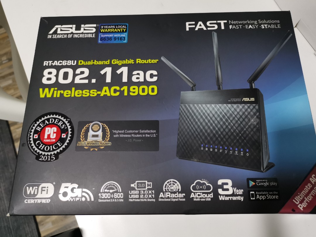 Asus RT-AC68U AC1900 Dual Band Gigabit WiFi Router, Computers & Tech ...