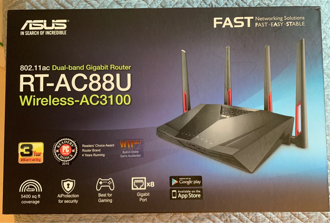 Asus RT-AC88U AC3100 router, 電腦＆科技, 電腦周邊及配件, Wifi及上網相關產品 - Carousell