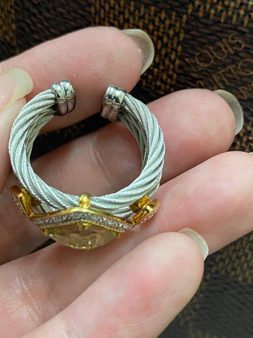 Authentic Charriol Citrine and Diamond Cable Ring, Women's Fashion ...