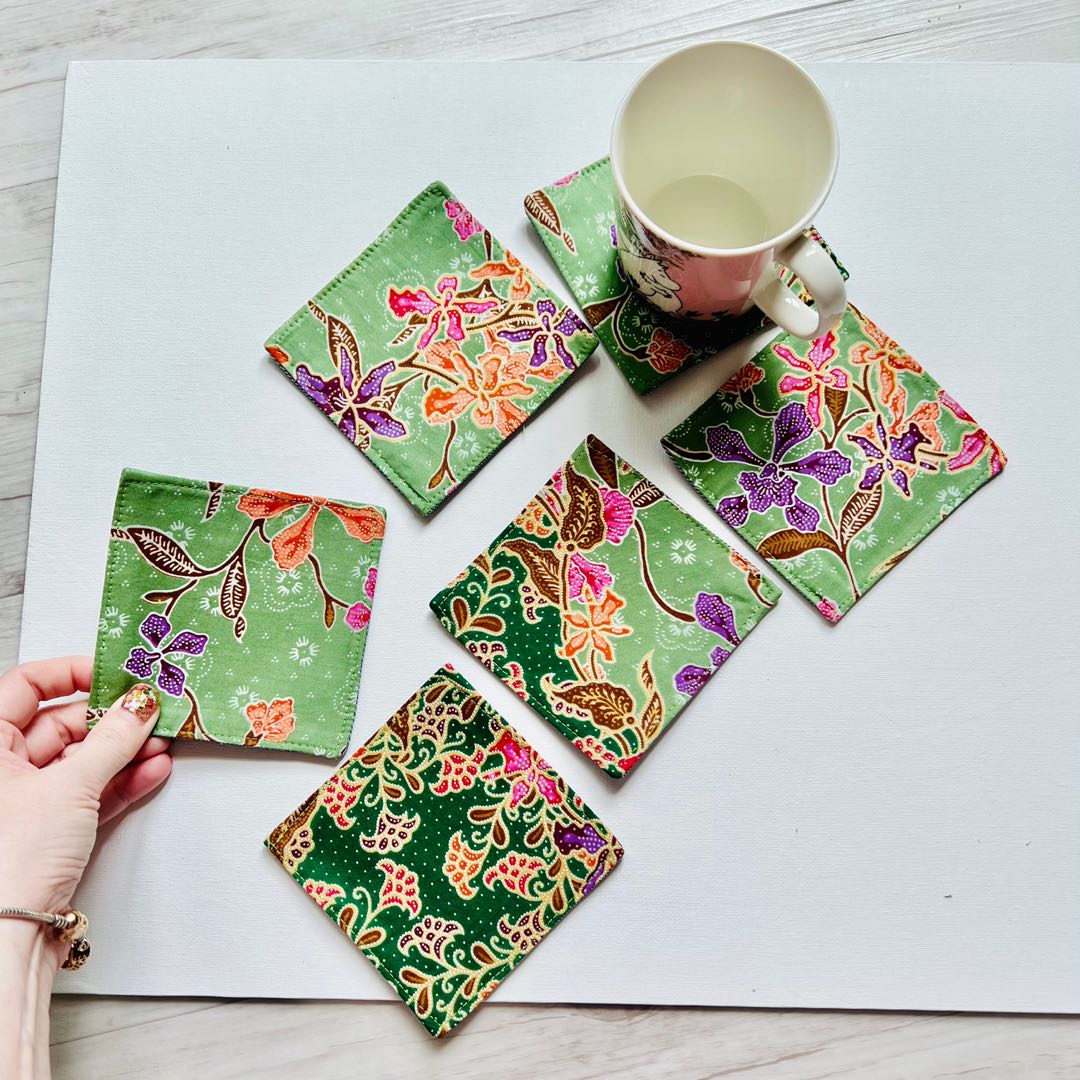 Batik Fabric Coasters Handmade in Singapore, Everything Else on Carousell