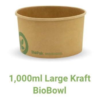 BIOPAK KRAFT BioBowl + Lid , Everything Else on Carousell