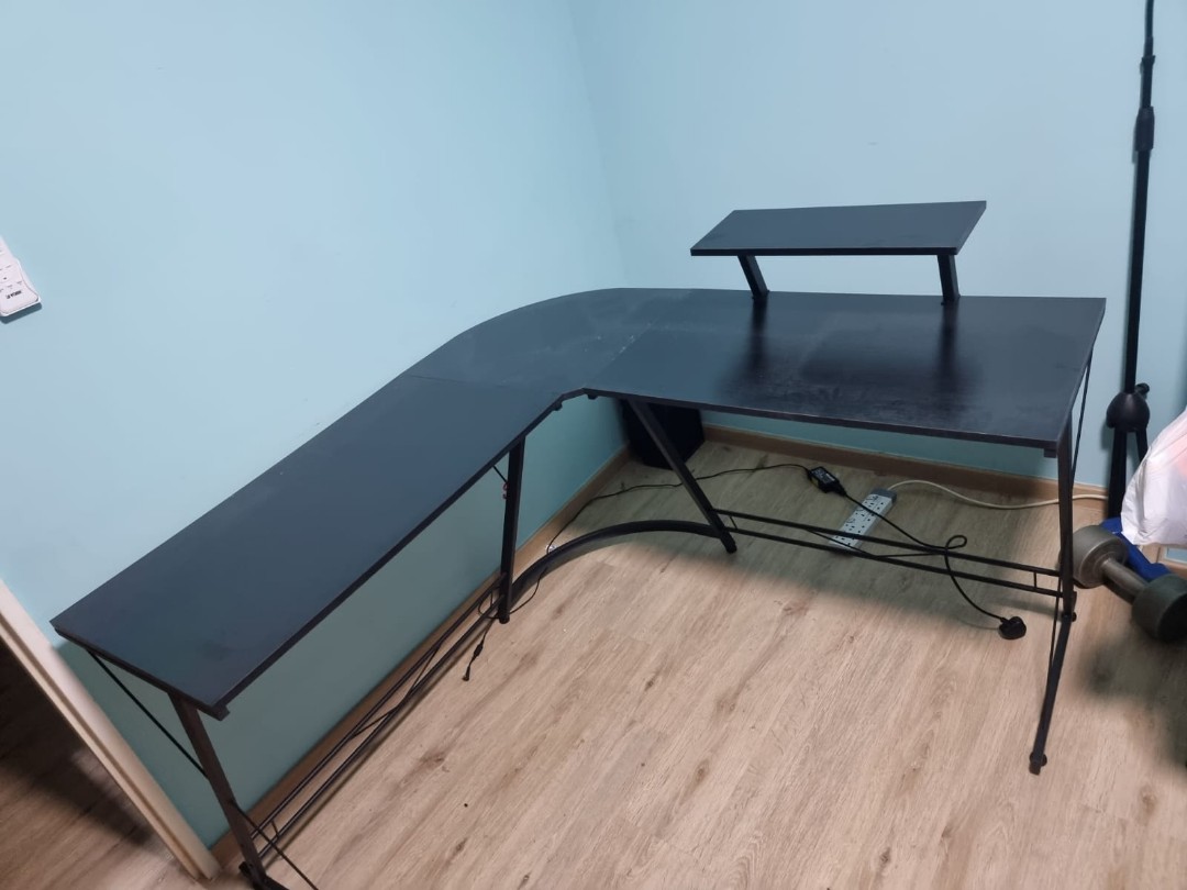 Corner L Shape Computer Study Table, Furniture & Home Living, Furniture ...