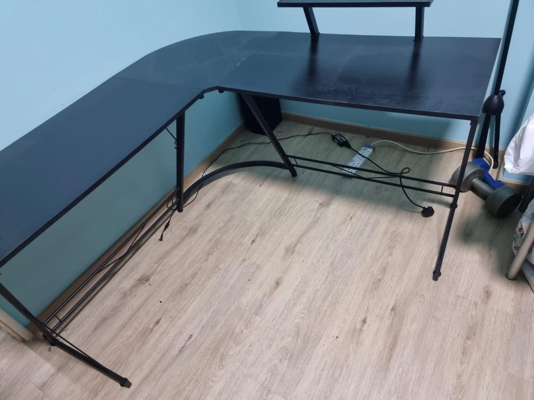 Corner L Shape Computer Study Table, Furniture & Home Living, Furniture ...