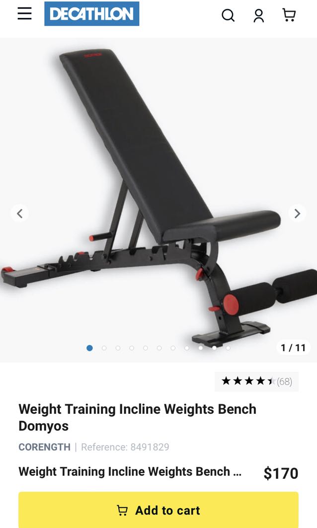 Decathlon Weight Training Incline Weights Bench Domyos, Sports ...