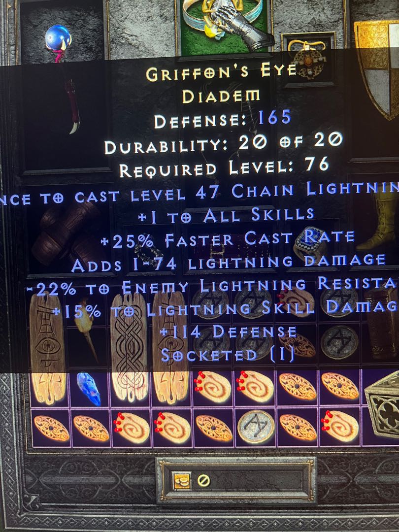 Diablo 2 Resurrected griffin eye diadem, Video Gaming, Gaming ...