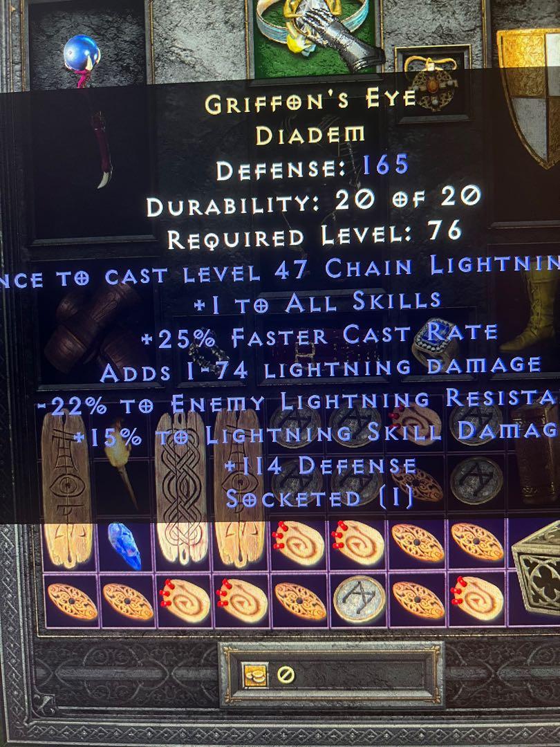 Diablo 2 Resurrected griffin eye diadem, Video Gaming, Gaming ...