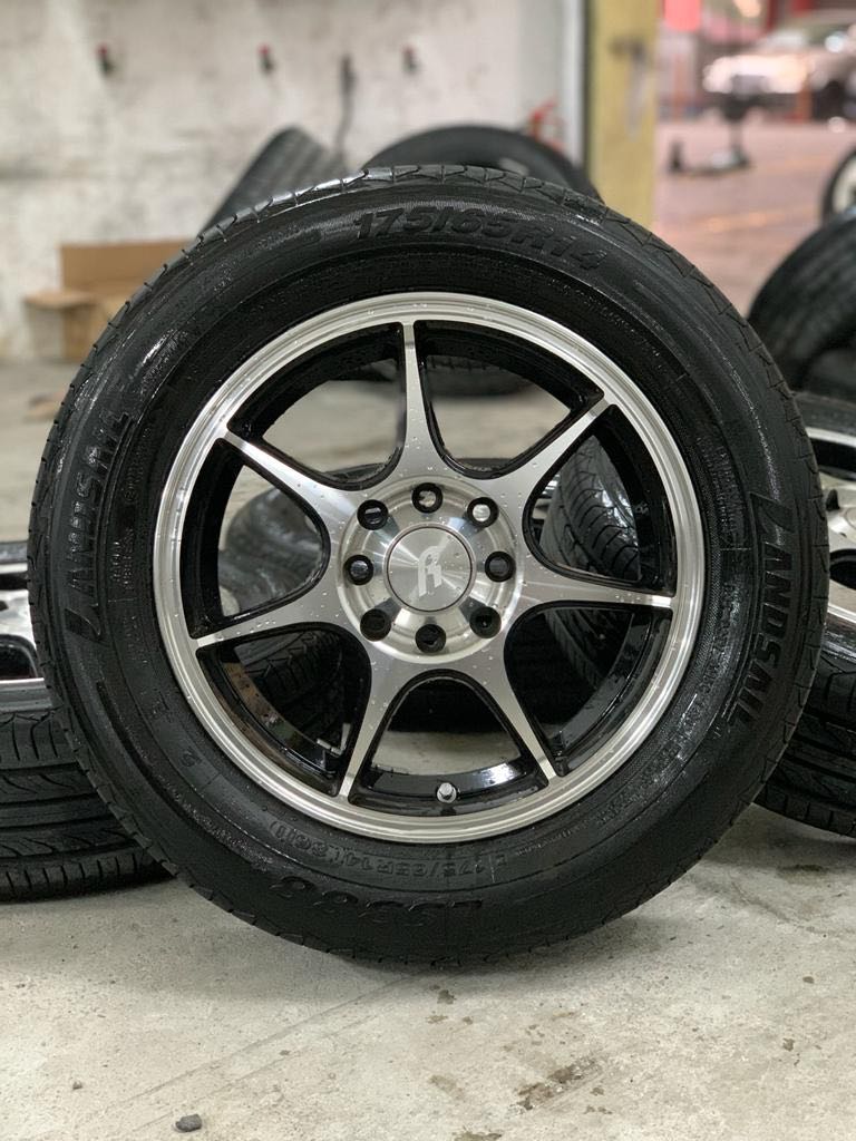 Enkei Rompin 14 inch sports rim Myvi tyre 70%, Auto Accessories on ...