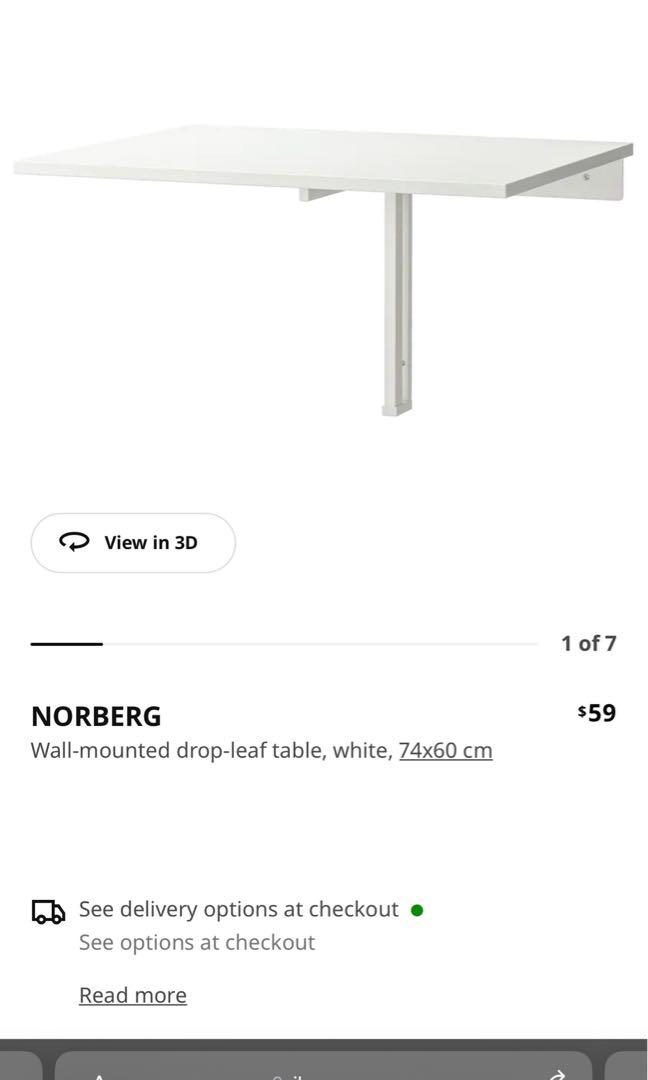 ikea norberg wall-mounted table, Furniture & Home Living, Furniture ...