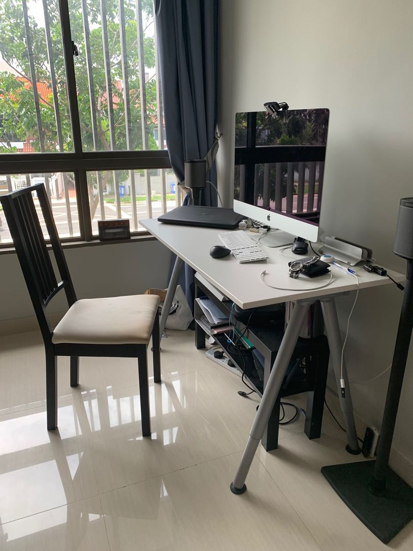 IKEA Thyge standing/sitting desk and Chair, Furniture & Home Living ...
