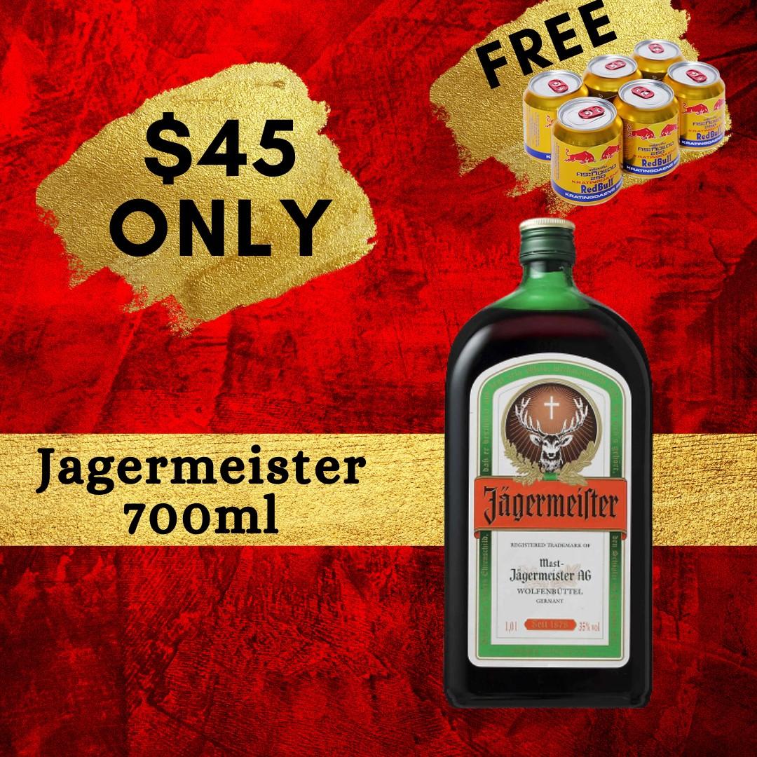 Jagermeister 700ml (Free 6 Redbull), Food & Drinks, Alcoholic Beverages ...