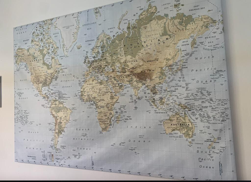 Large Framed World Map, Furniture & Home Living, Home Decor, Frames ...