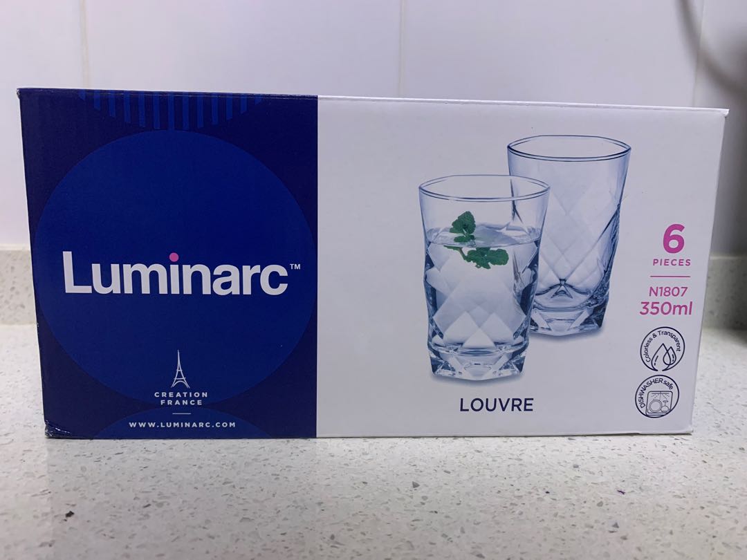 Luminarc 350ml glass cups, Furniture & Home Living, Kitchenware ...