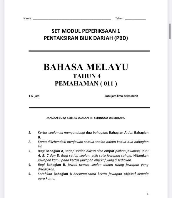 MALAY LANGUAGE PRIMARY 1 2 3 4 5 6 BAHASA MELAYU TAHUN 1 2 3 4 5 6 ...