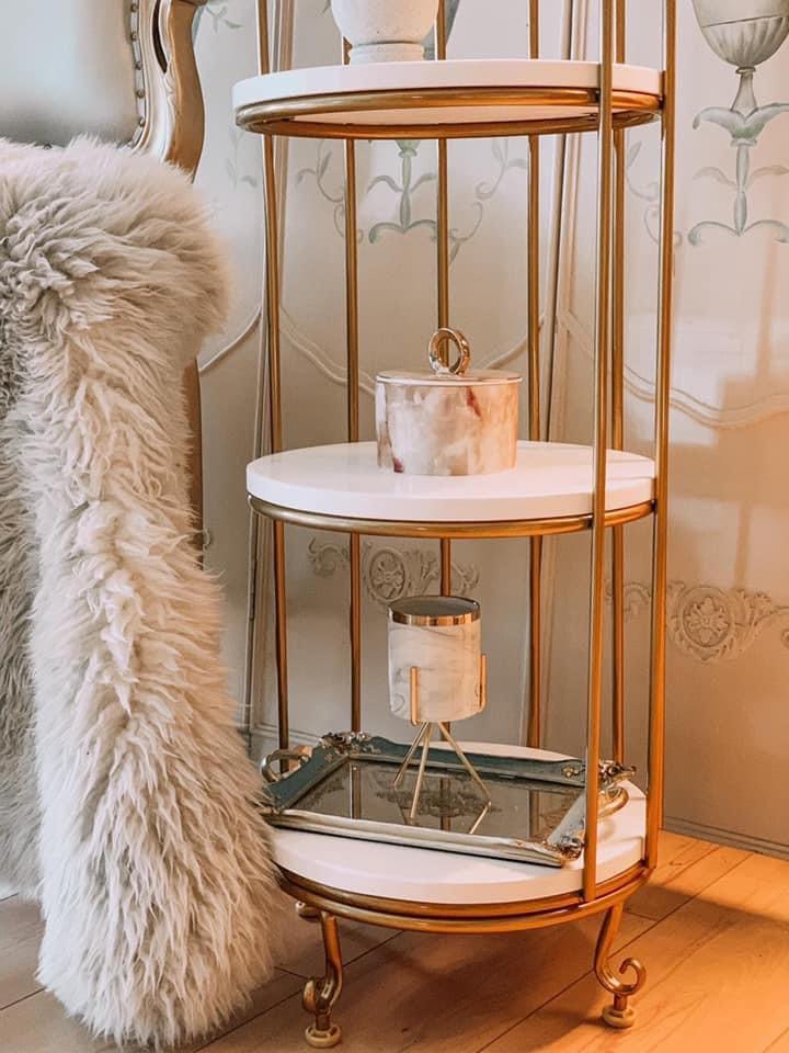 NEW STOCK Upgraded Moroccan Gold White Round Table Bookcase Bookshelf ...