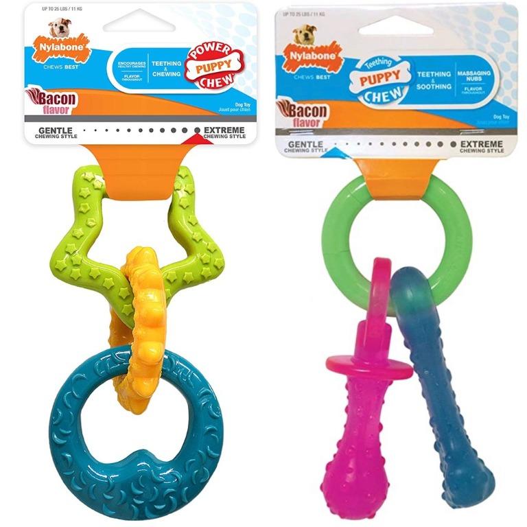 Nylabone Just for PUPPIES Key Ring Pacifier Dental X Bone Wishbone Bone ...
