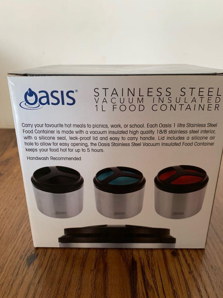 Oasis 1L stainless steel food container, Furniture & Home Living ...