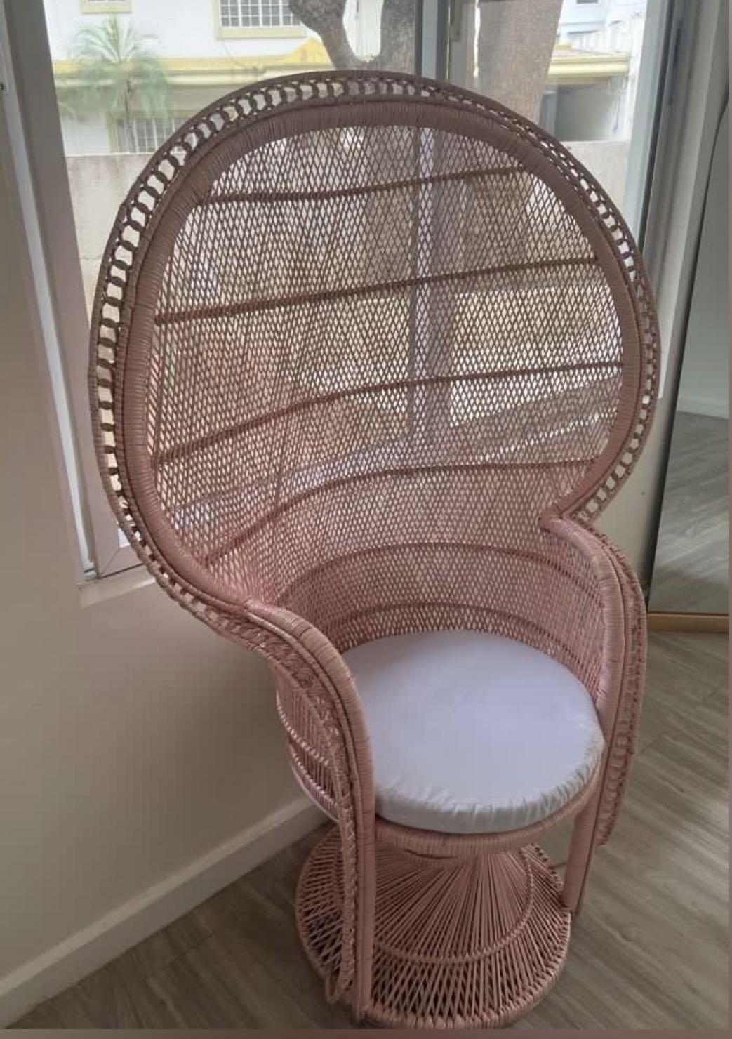 Pink Rattan Chair, Furniture & Home Living, Furniture, Chairs on Carousell