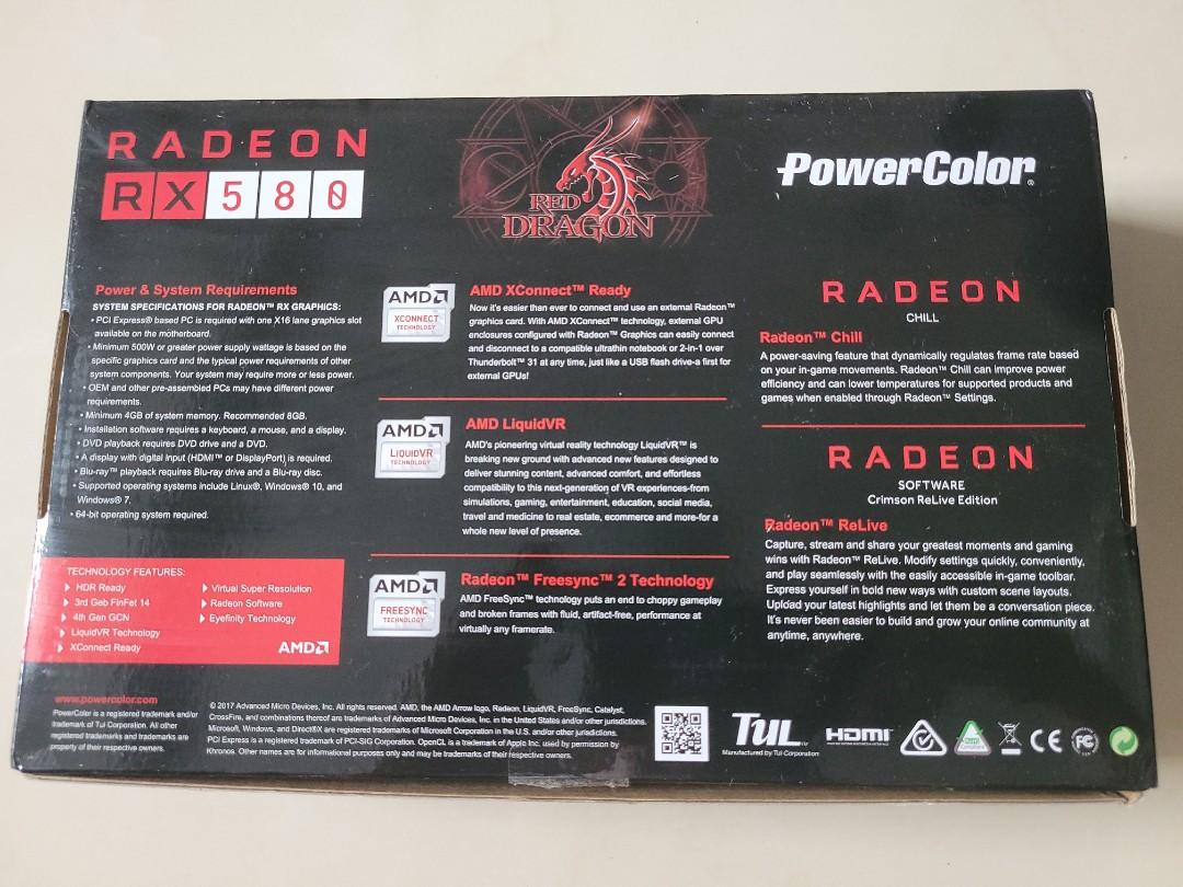 Powercolor Red Dragon RX580 8Gb, Computers & Tech, Parts & Accessories ...