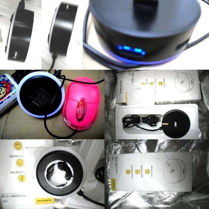 pretty 靚靚紫藍cyber燈 desktop laptop computer usb分線器 hub 多接口轉換器usb3.0高速筆記本桌 ...